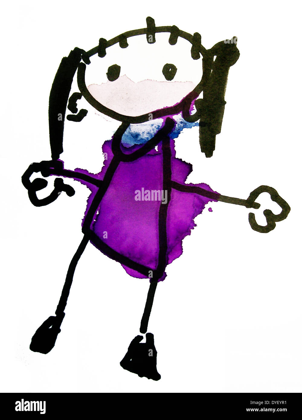 Child Art. Image of a girl by a child aged four and a half Stock Photo ...