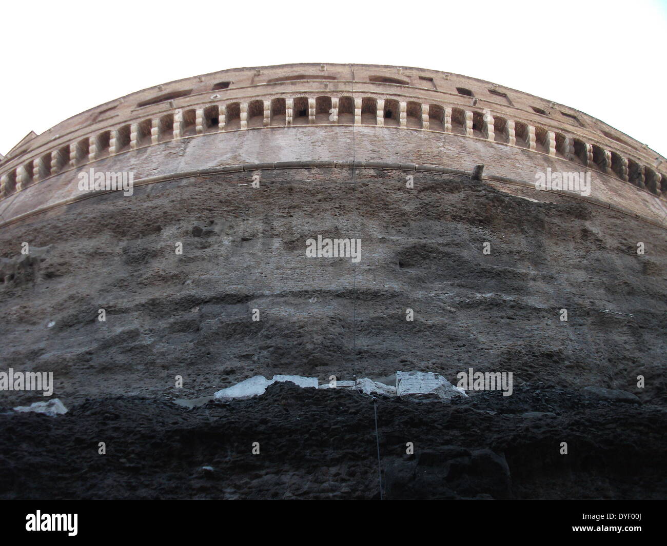 Architectural detail from the Castel Sant'Angelo, a tall cylindrical ...