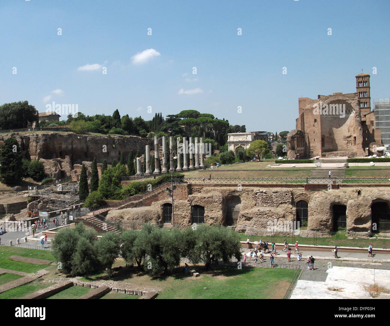 Area of ruins near the Arch of Constantine in Rome. It is positioned ...