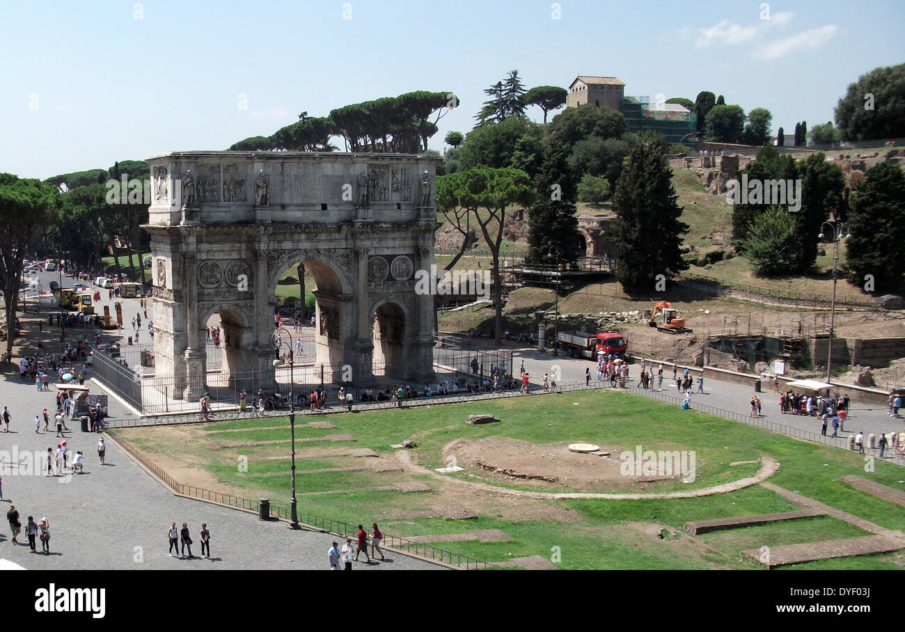 The Arch of Constantine, a triumphal, or victory arch in Rome. It is ...