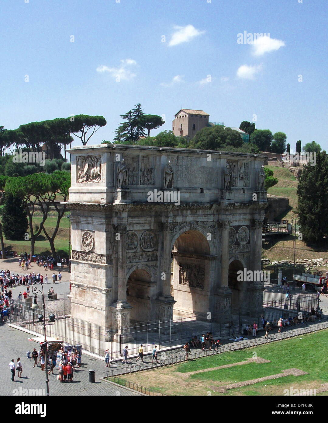 The Arch of Constantine, a triumphal, or victory arch in Rome. It is ...