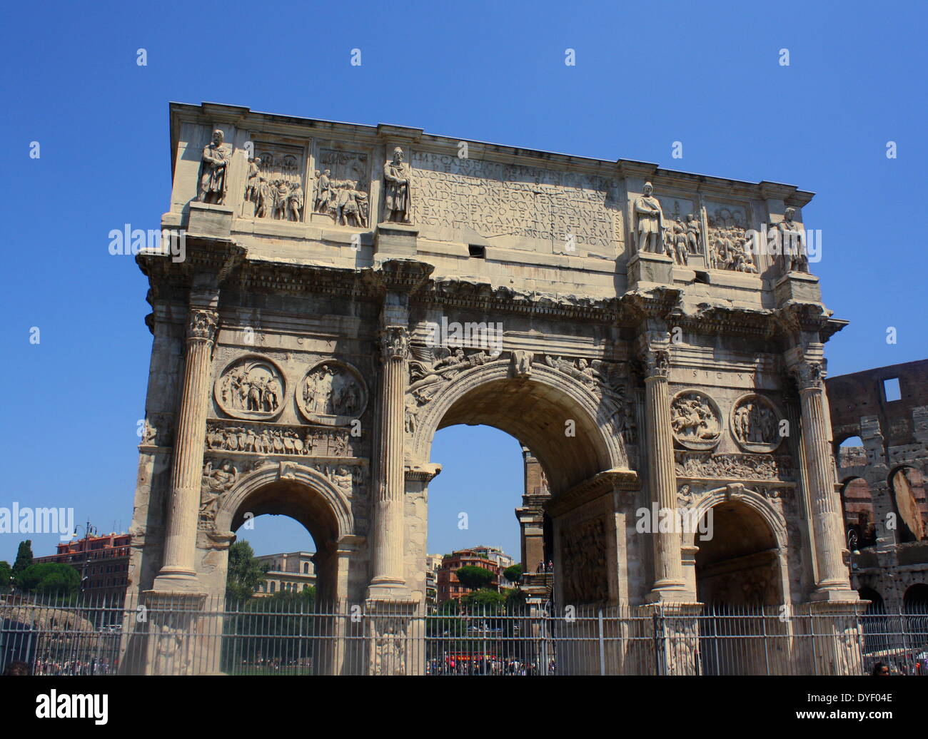 The Arch of Constantine, a triumphal, or victory arch in Rome. It is ...