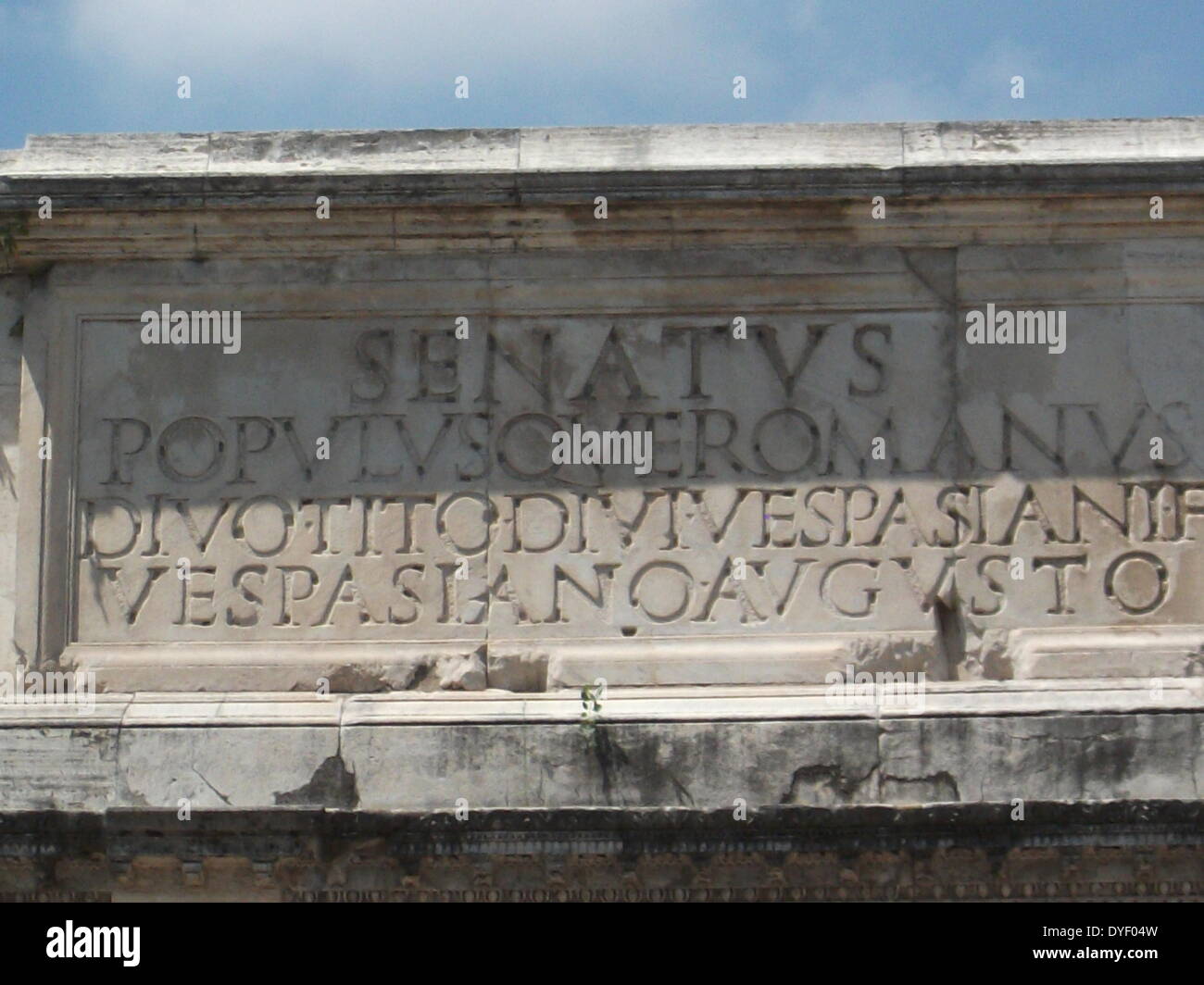 Latin Inscription detail from The Arch of Constantine, a triumphal, or ...