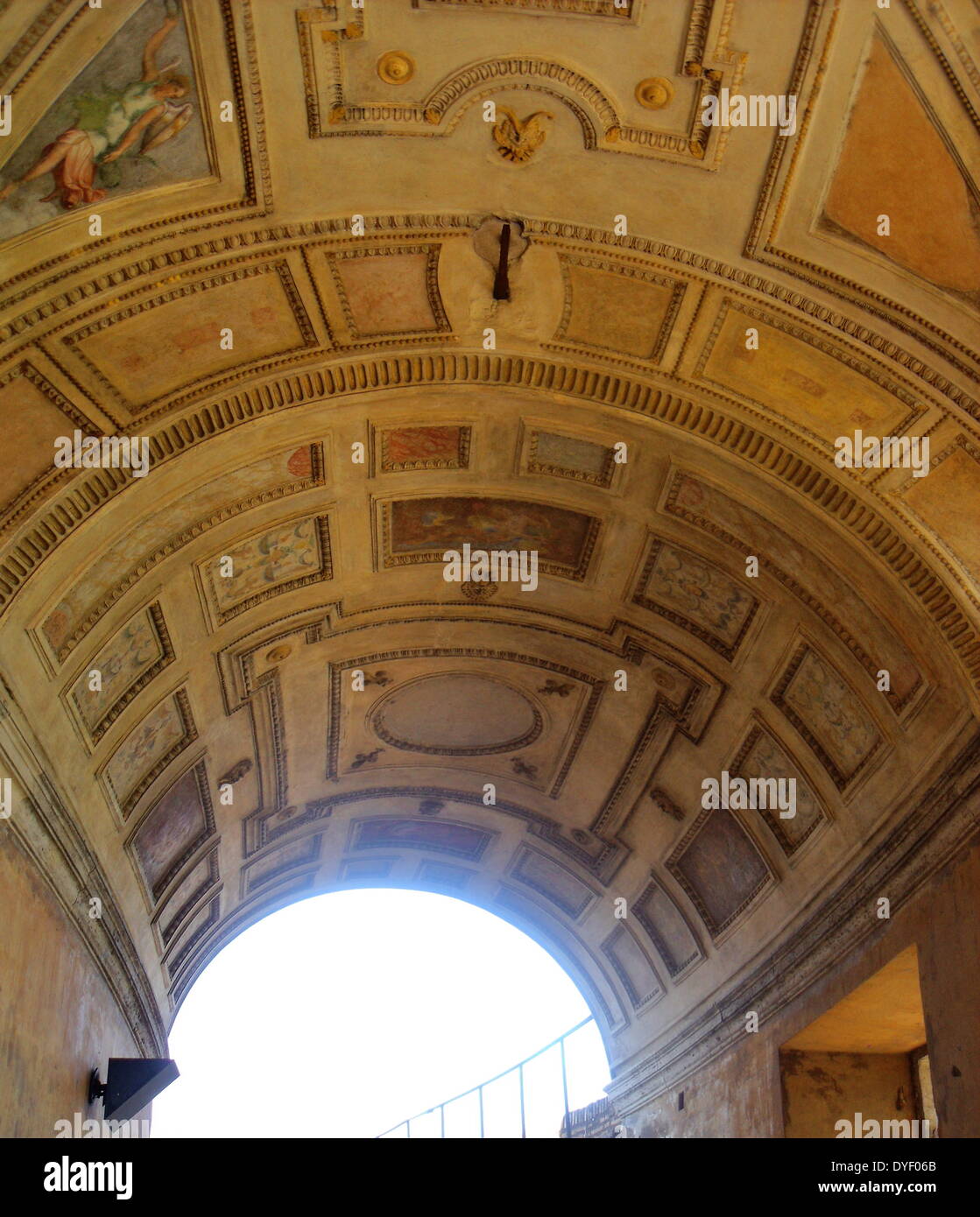 Art detail from the Castel Sant'Angelo, a tall cylindrical building in ...