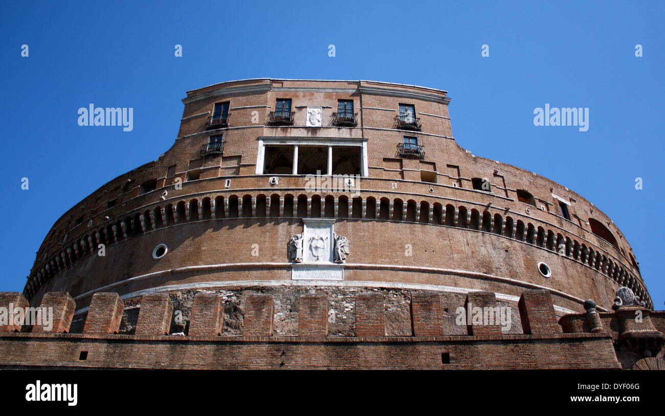 Architectural detail from the Castel Sant'Angelo, a tall cylindrical ...