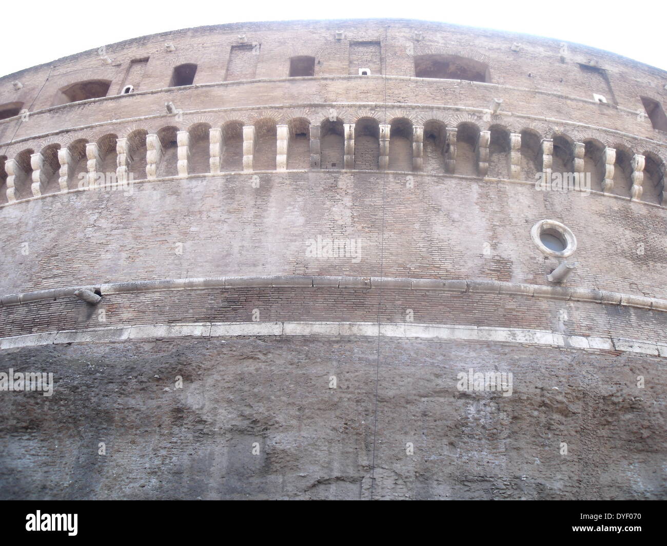 Architectural detail from the Castel Sant'Angelo, a tall cylindrical ...