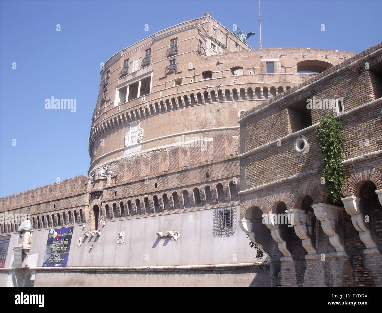 Architectural detail from the Castel Sant'Angelo, a tall cylindrical ...