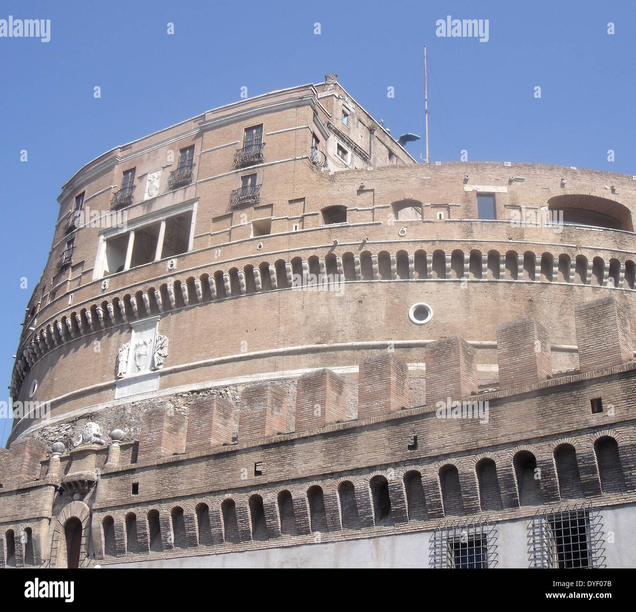 Architectural detail from the Castel Sant'Angelo, a tall cylindrical ...
