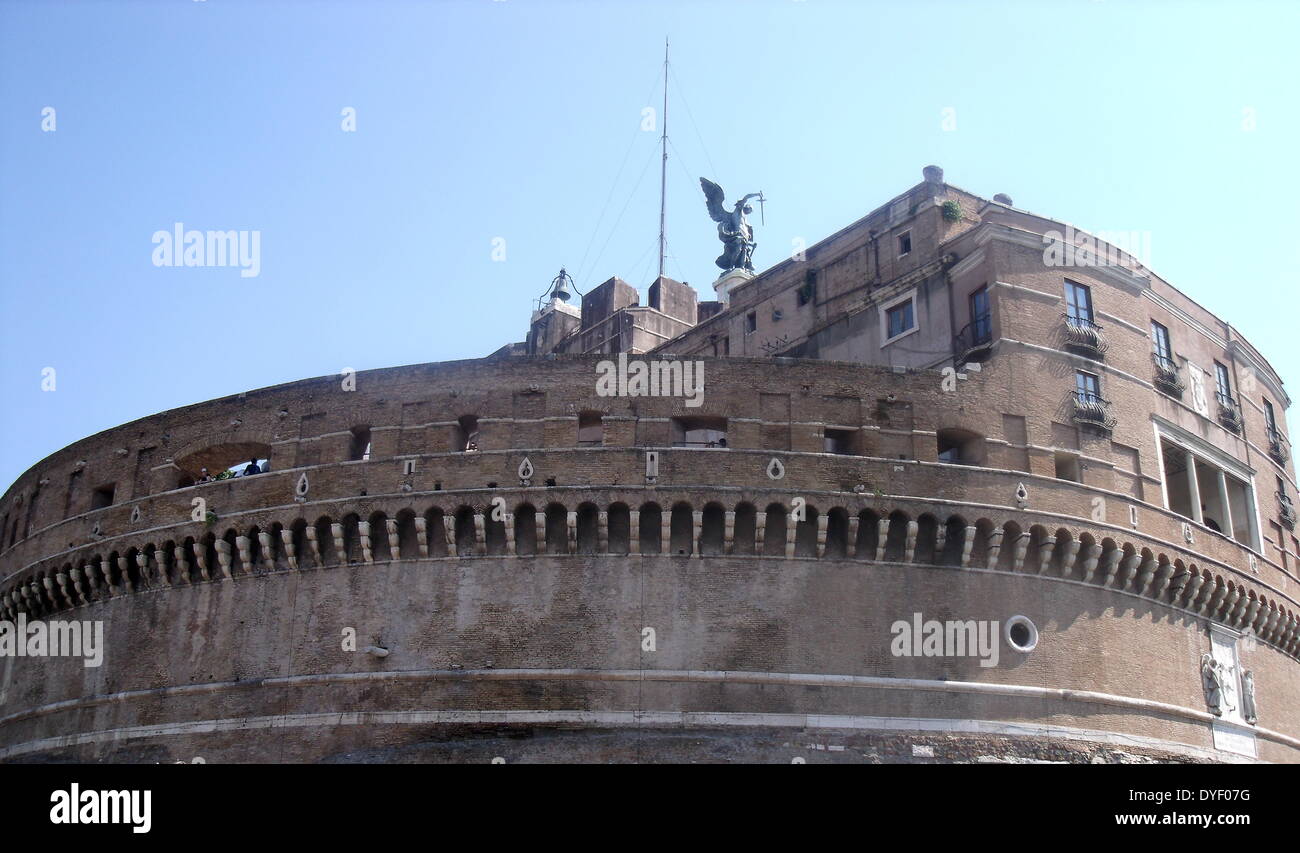 Architectural detail from the Castel Sant'Angelo, a tall cylindrical ...