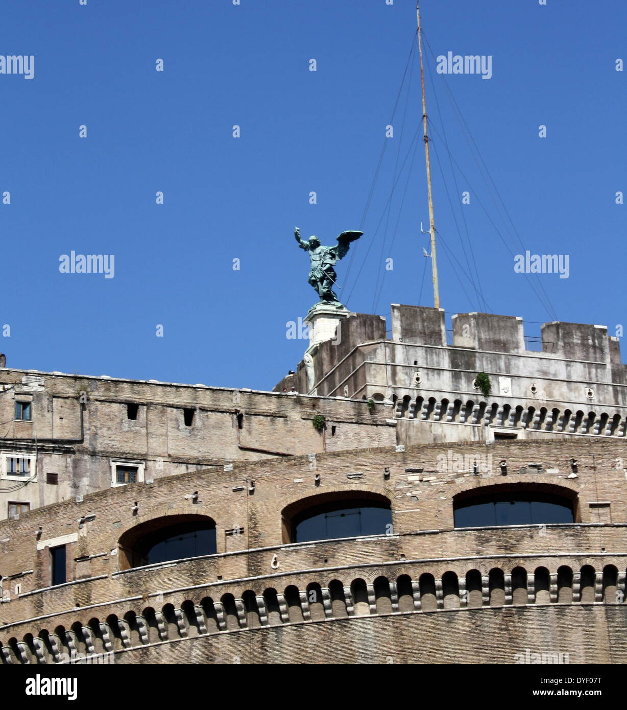 Architectural detail from the Castel Sant'Angelo, a tall cylindrical ...
