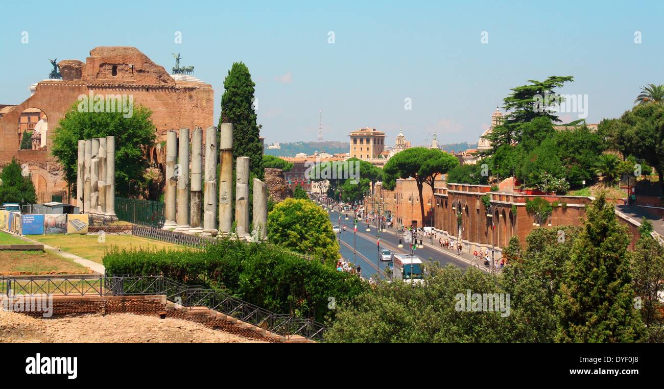 Detail from the Roman Forum, a rectangular plaza in the centre of Rome ...