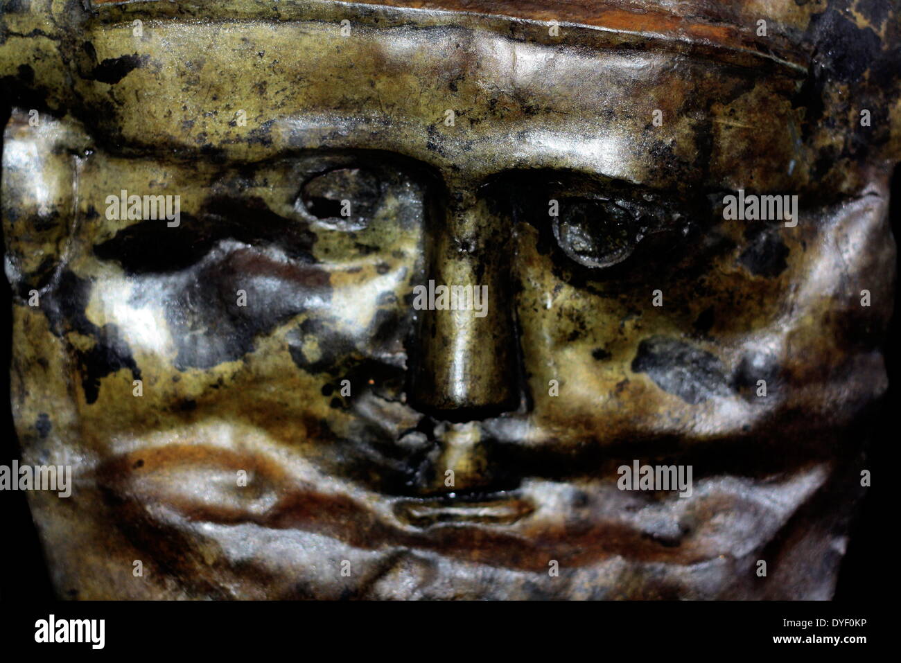 Religious tin mask. Roman, circa 1st-3rd century AD. With sockets for ...