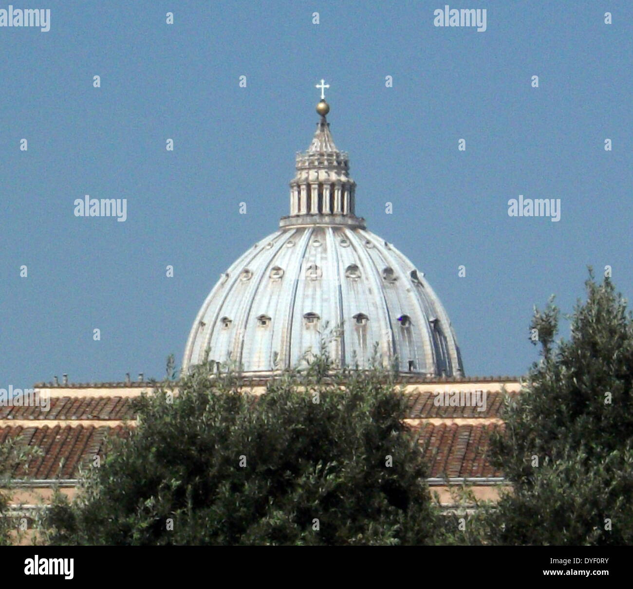 The dome of St. Peter's Basilica in the Vatican City, Italy. The church ...
