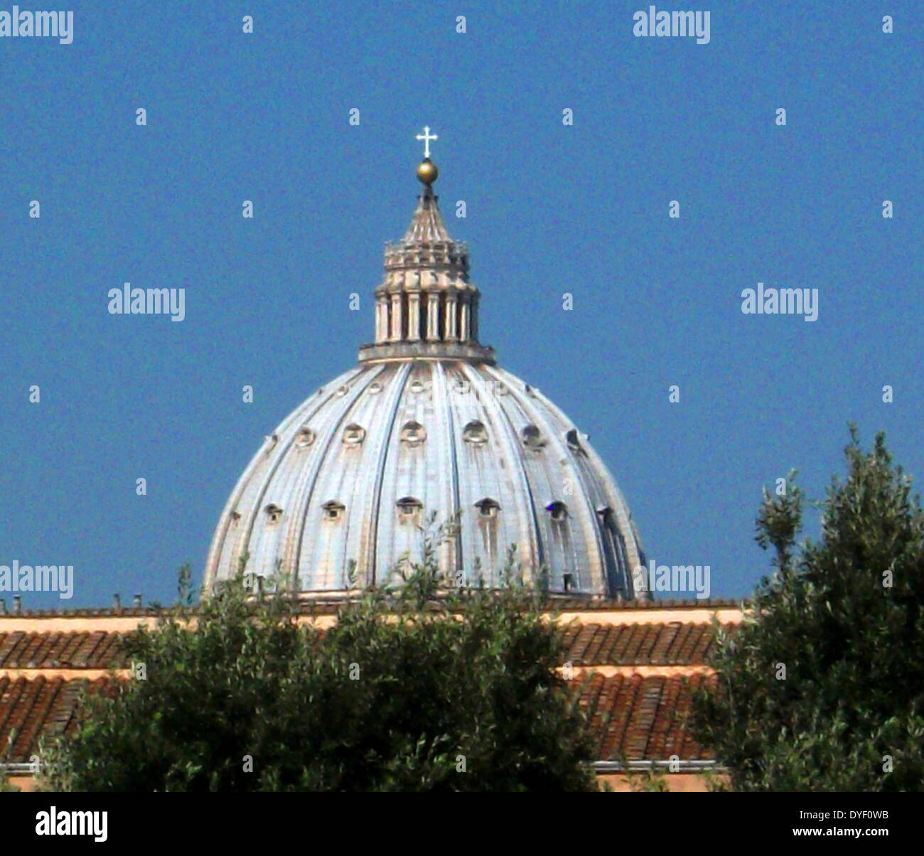The dome of St. Peter's Basilica in the Vatican City, Italy. The church ...