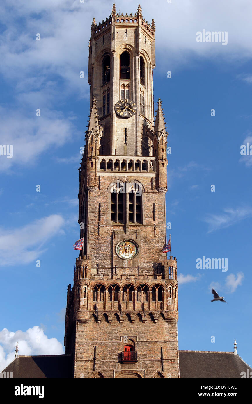 The Belfry or Belfort, a medieval bell tower, Market Square, Bruges ...
