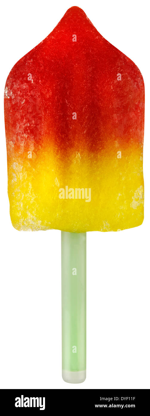 A RED AND YELLOW ICE LOLLY ON A GREEN STICK Stock Photo - Alamy