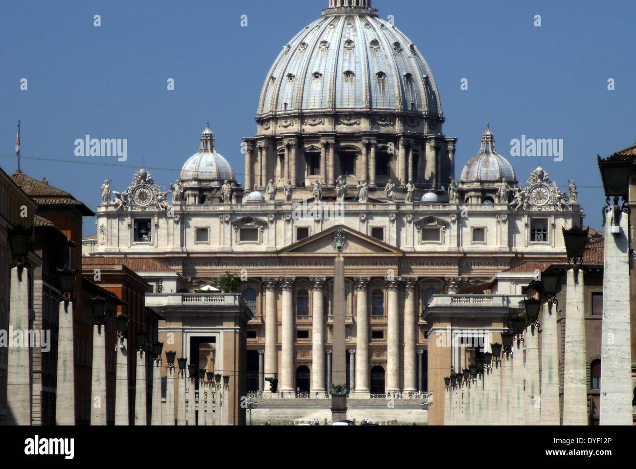 St. Peter's Basilica in the Vatican City, Italy. The church is the most ...