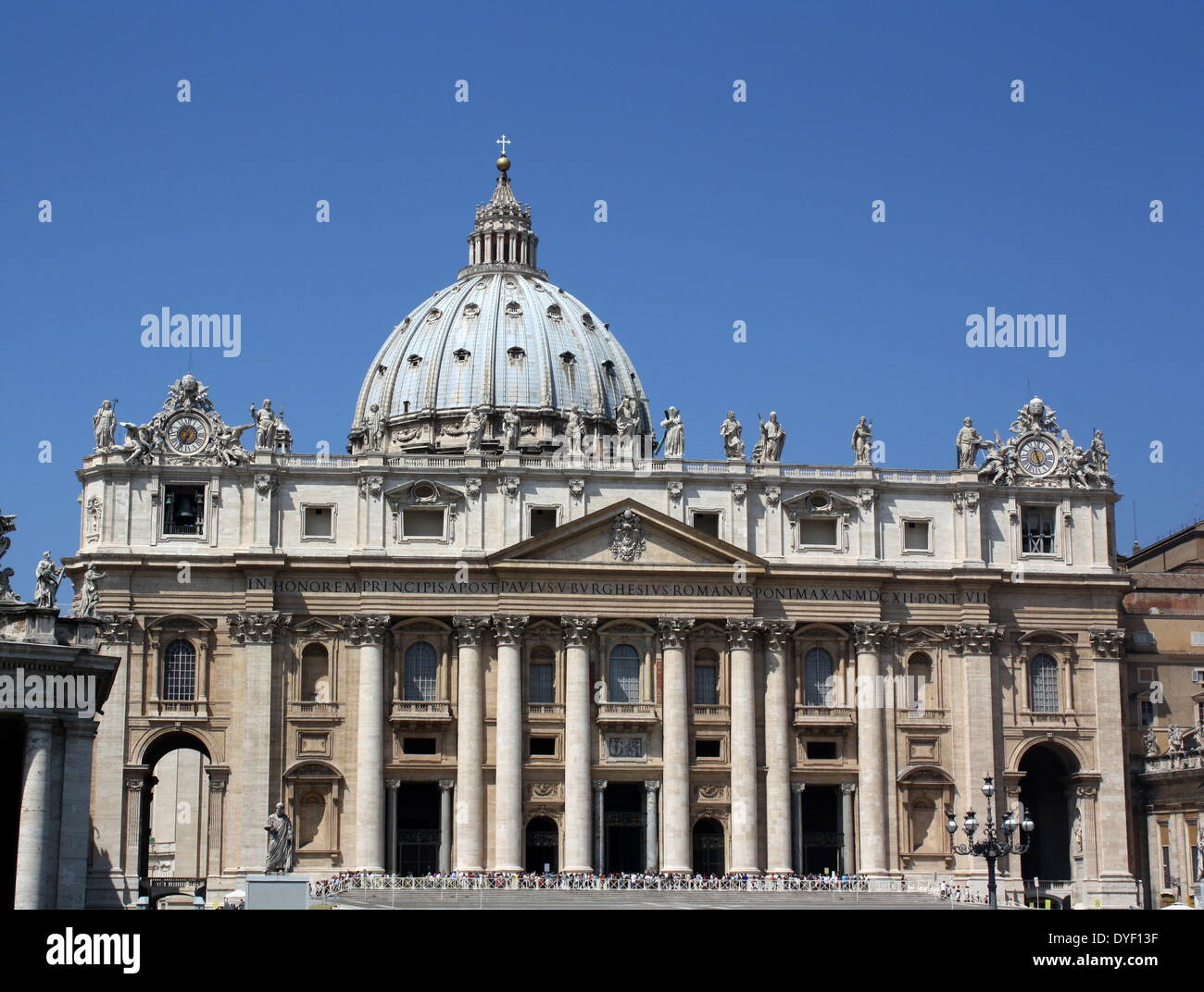 St. Peter's Basilica in the Vatican City, Italy. The church is the most ...