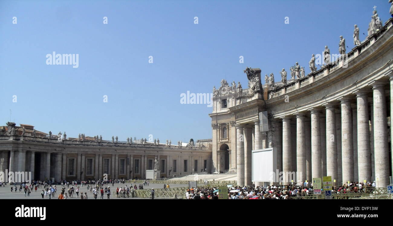 Saint Peter's Square or the Piazza San Pietro, a large plaza which ...