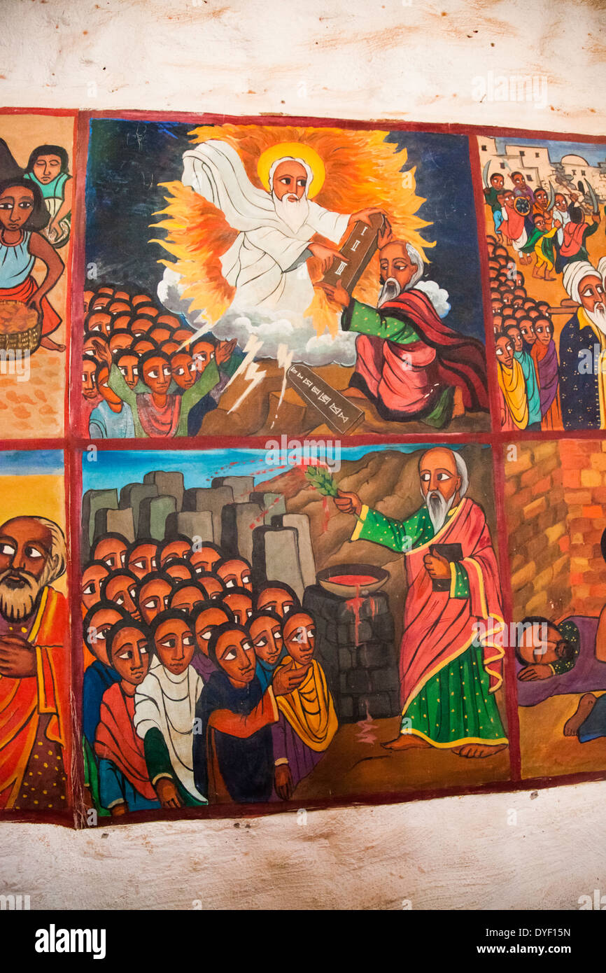 Naive Paintings (Ethiopian style) of biblical stories in a church in ...