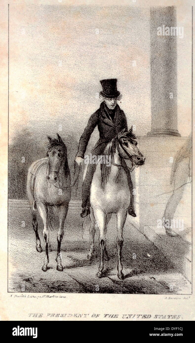 Auguste circa 1829 lithograph showing president andrew jackson on ...