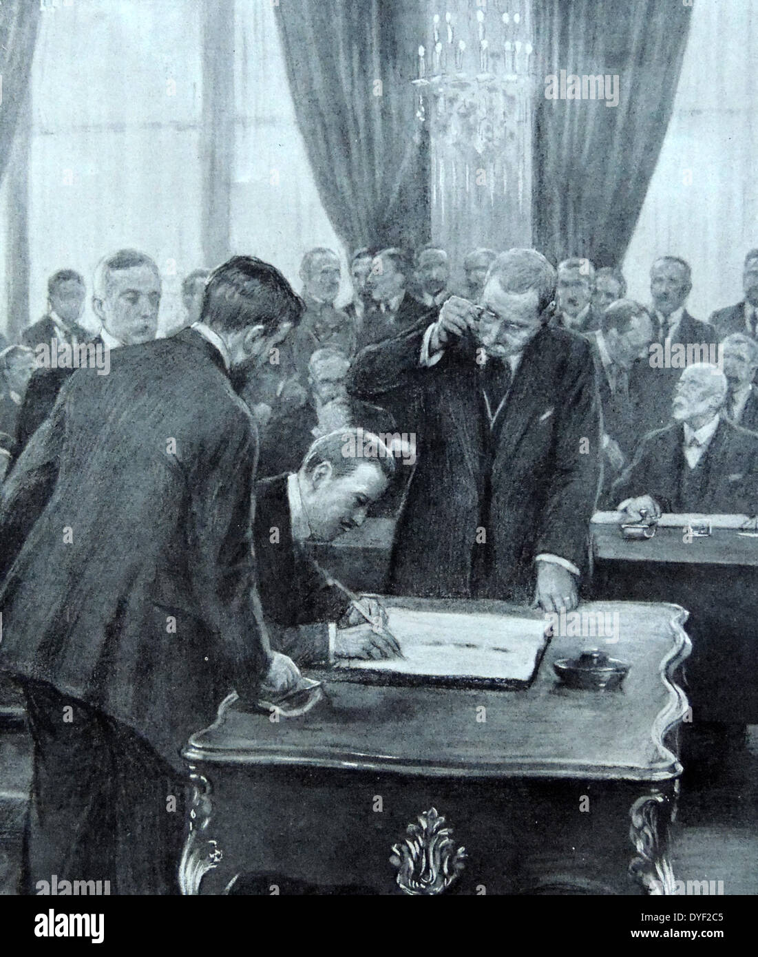 Closing session of the Versailles peace conference 1920 Stock Photo - Alamy