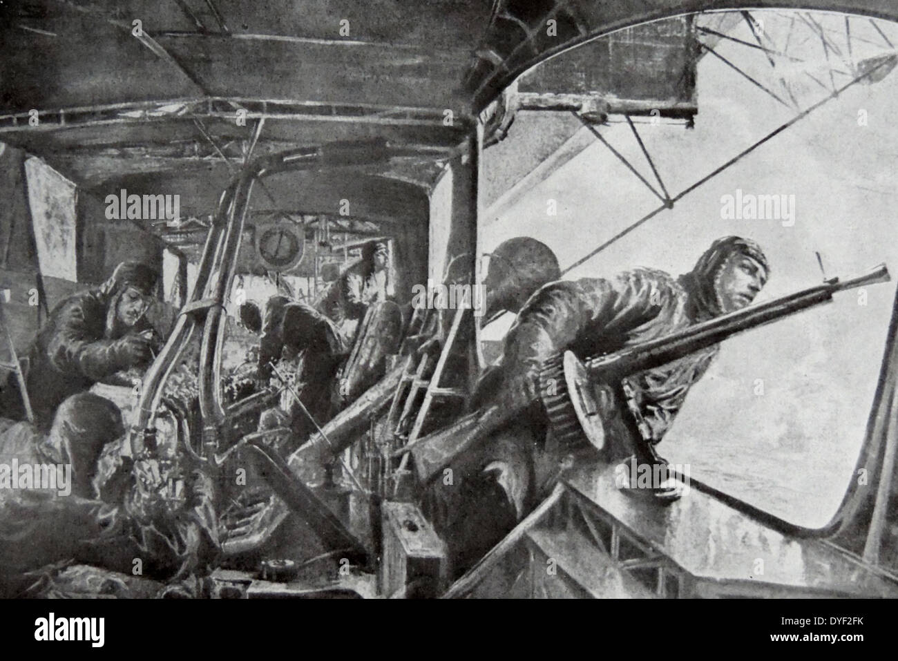 Crew on board a German Zeppelin Airship going into combat during World ...