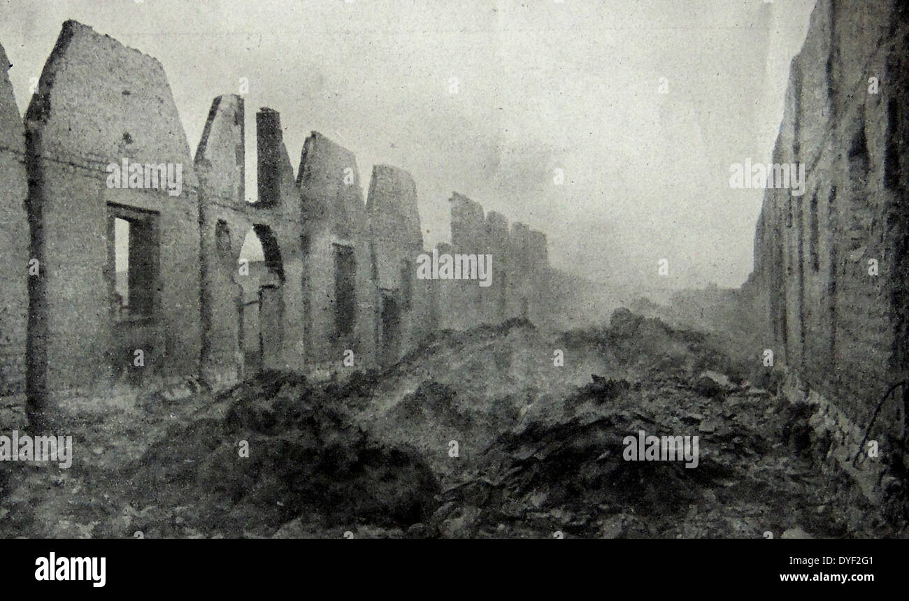 German shellfire during the opening engagements of the First World War ...