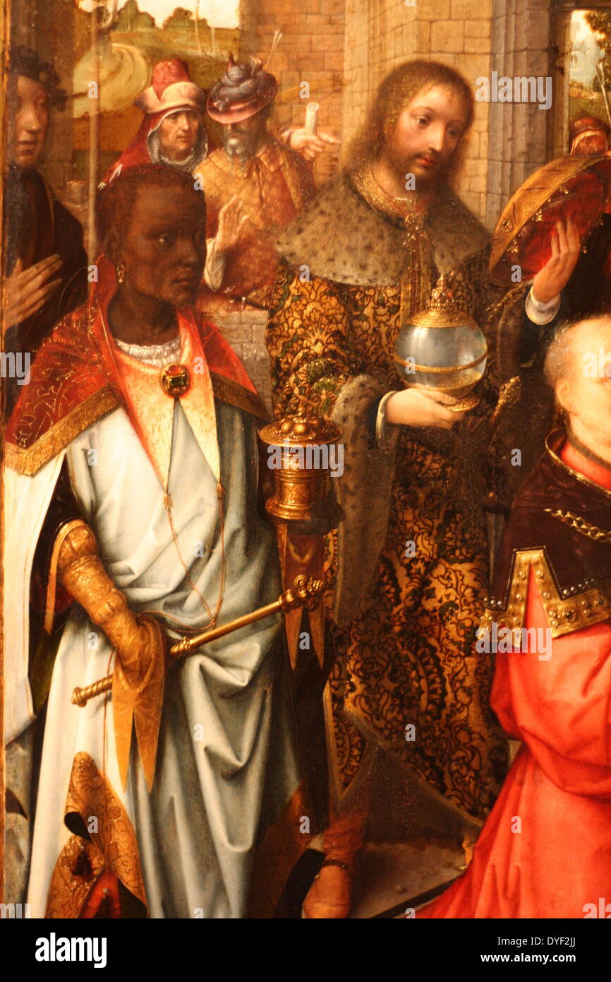 Detail from the "Adoration of the Magi triptych" by Adriaen Isenbrandt ...