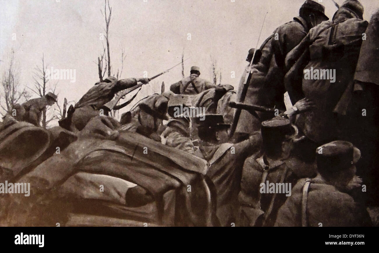 French emerge from their trenches on the western front at Calonne ...