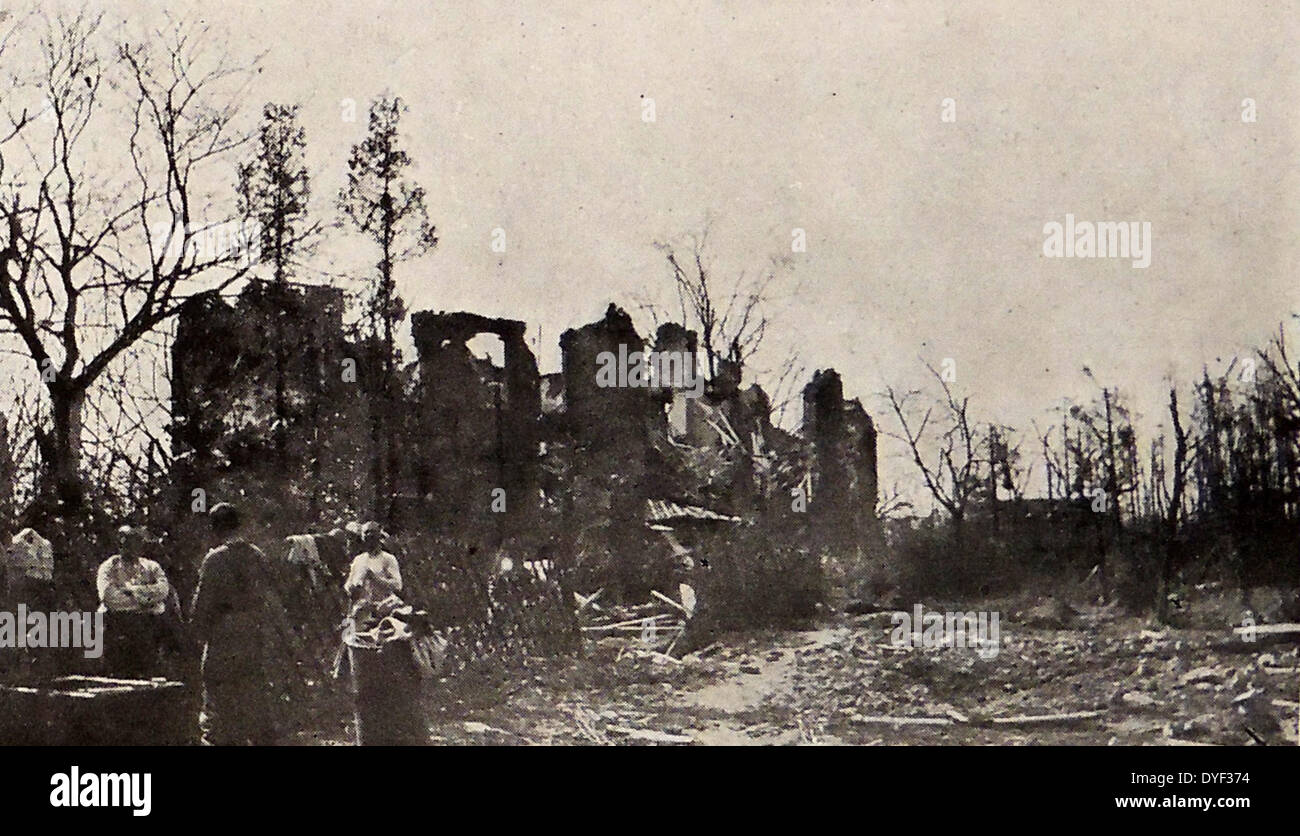 The ruins of the castle of Langemarck, Belgium, during world war one ...