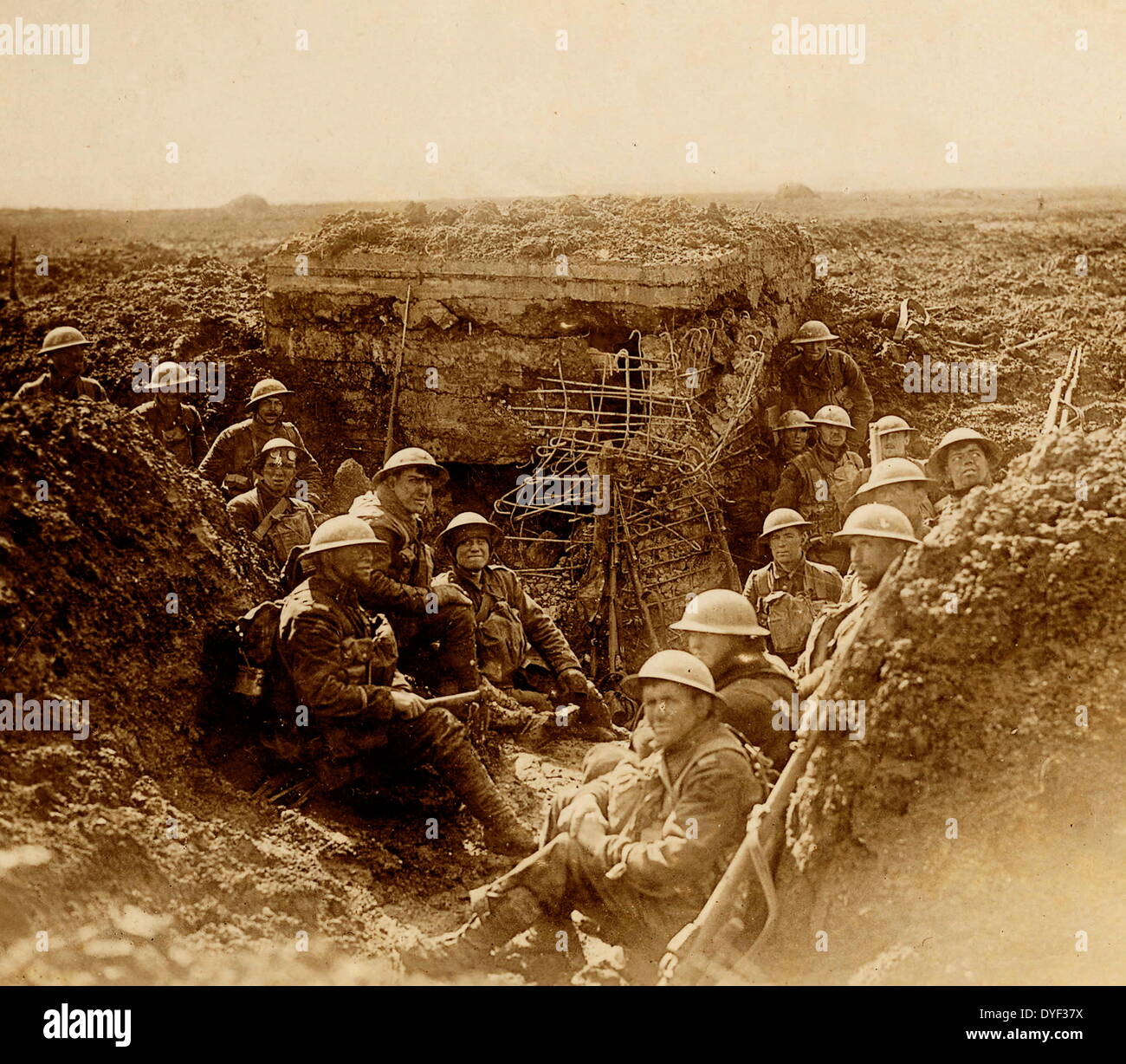 Photograph of Machine Gun Emplacement 1917. The photograph shows the ...