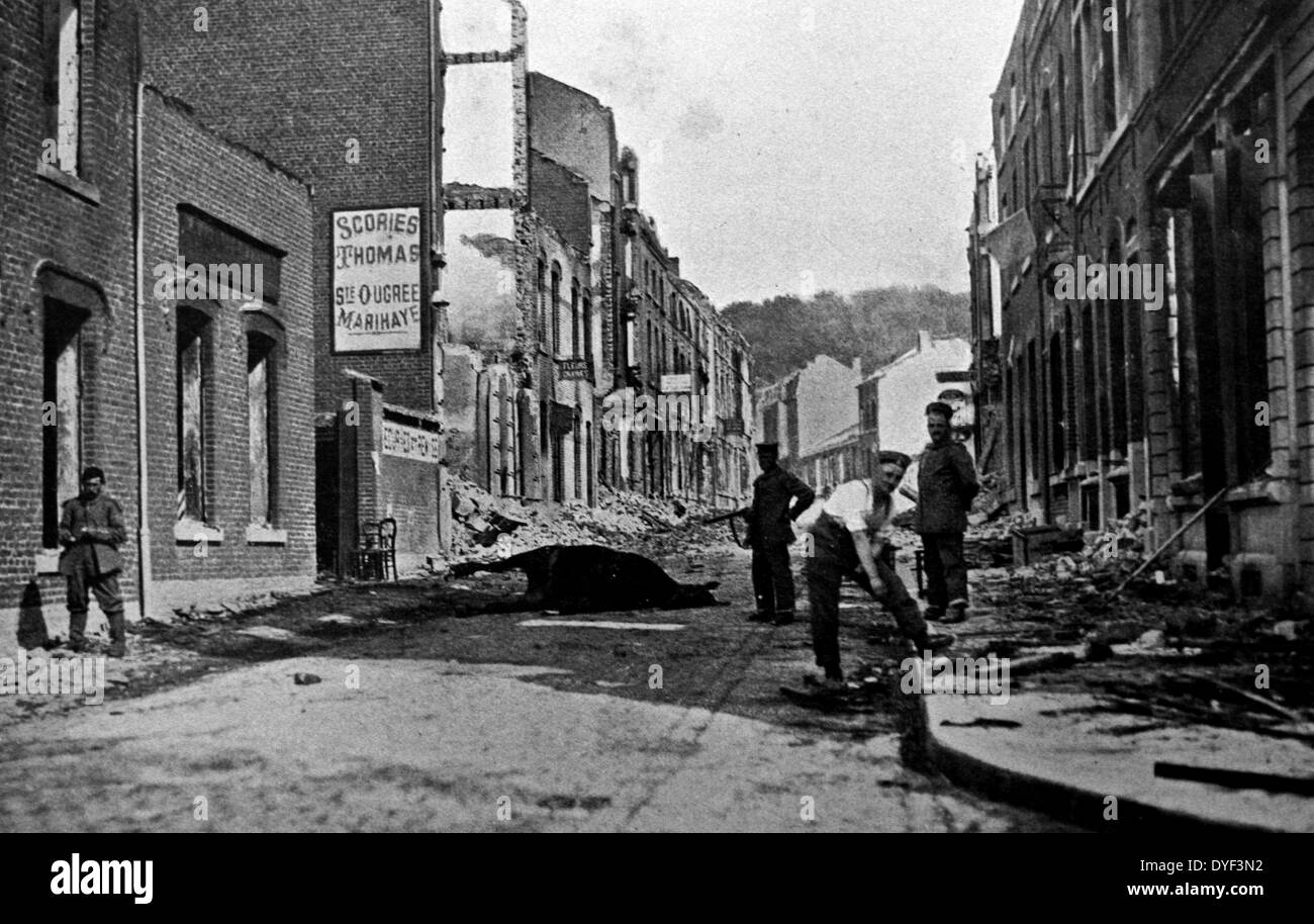 A photograph from the First World War, showing a street left destroyed ...