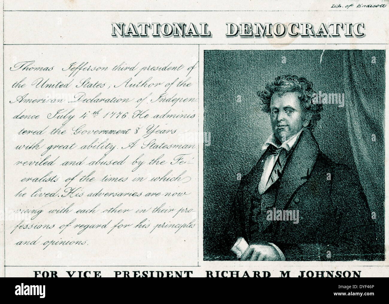 National Democratic Republican nomination Endicott lithograph print on ...