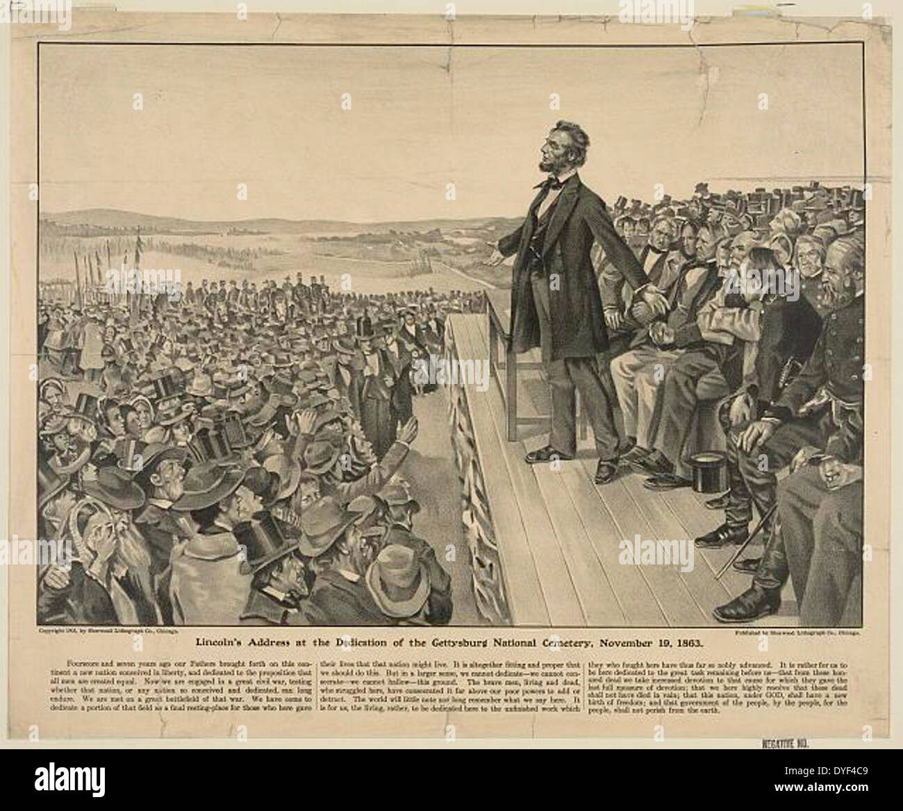 The Gettysburg Address 1863. President Abraham Lincoln delivering the ...