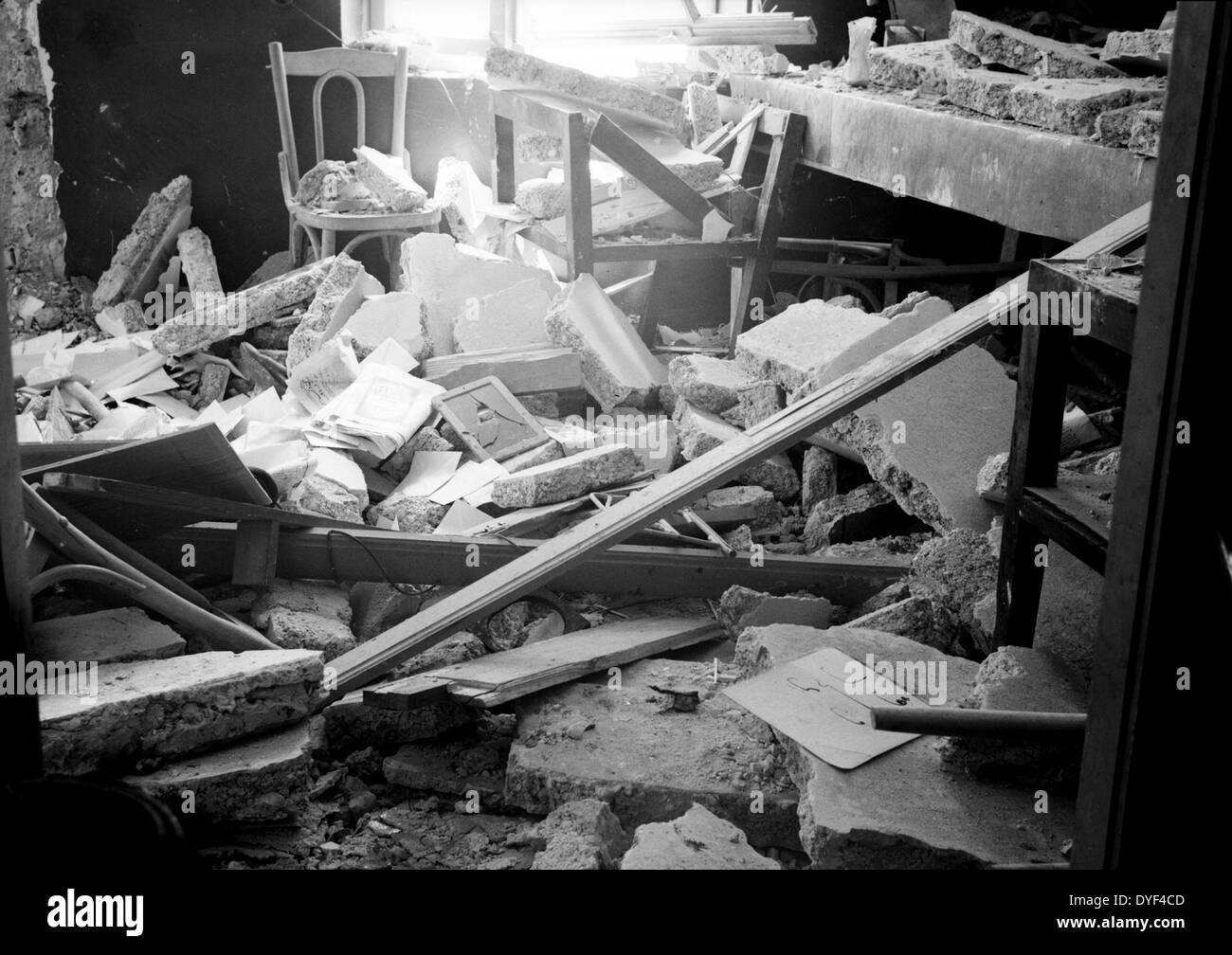 Debris after bomb explosion in an Arab Café 1939 Stock Photo - Alamy