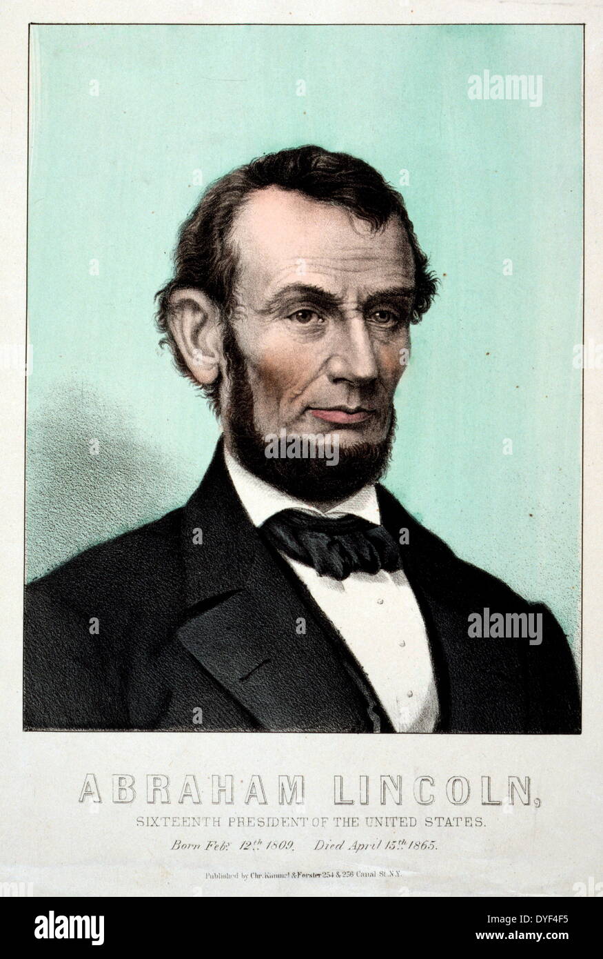 President Abraham Lincoln 1865. 16th President of the United States of ...