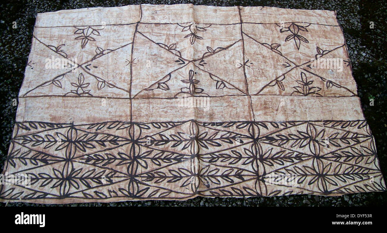 Painted Tapa, or Ngatu, from Tonga in the South Pacific. Tapa cloth is ...
