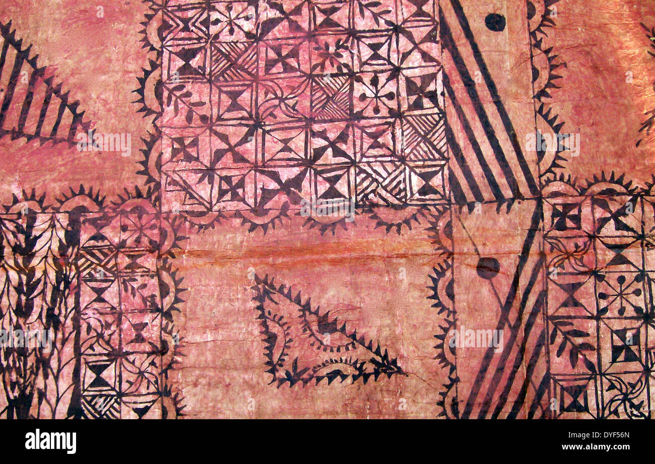 Painted Tapa, or Ngatu, from Tonga in the South Pacific. Tapa cloth is ...