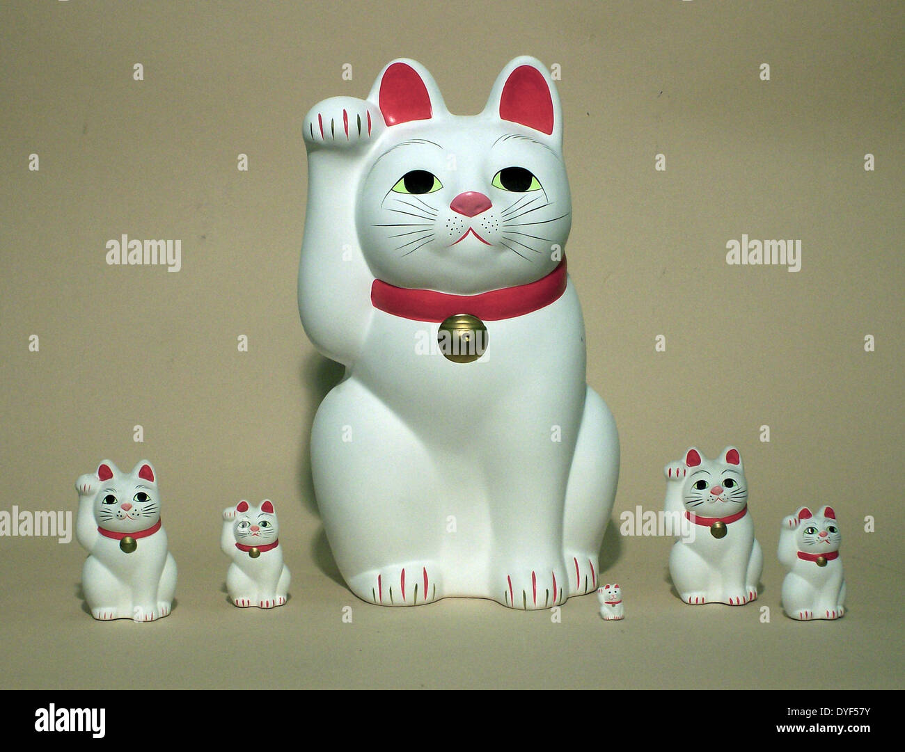 The Beckoning Cat, the Maneki-Neko, from the Gotokuji temple in the village of Setagaya near Edo ...