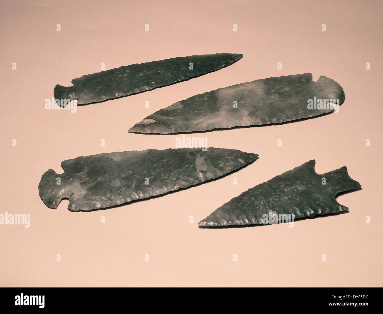Flint arrowheads from South America, created for appearance rather than ...