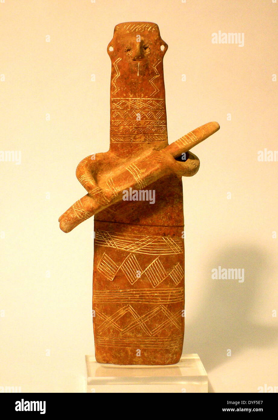 Mother and child. Cypriot terracotta plank figure, Red Polished Ware ...