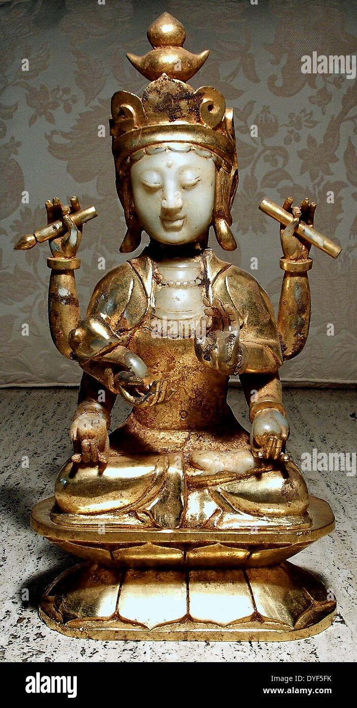 Ancient China: Gilt Jade figure of the compassionate deity, Kwan Yin ...