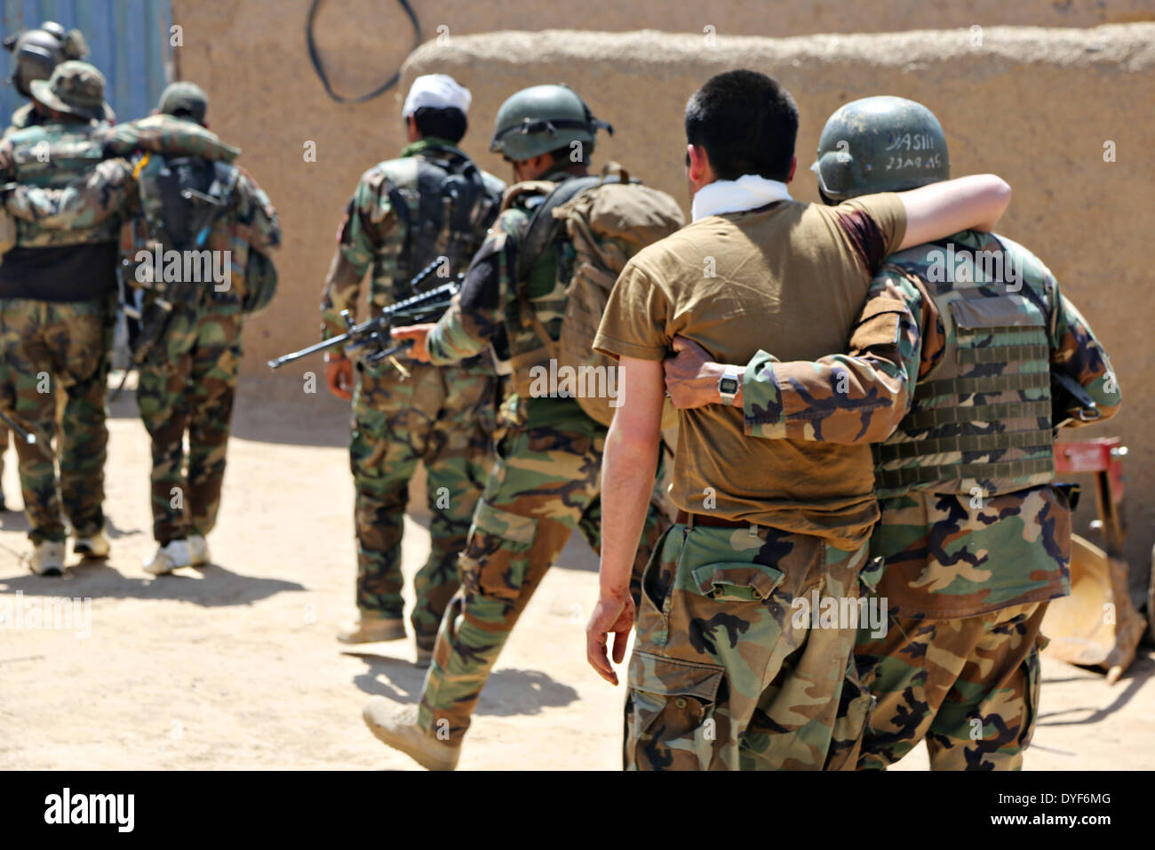Afghan National Army Special Force commandos move toward a medevac ...