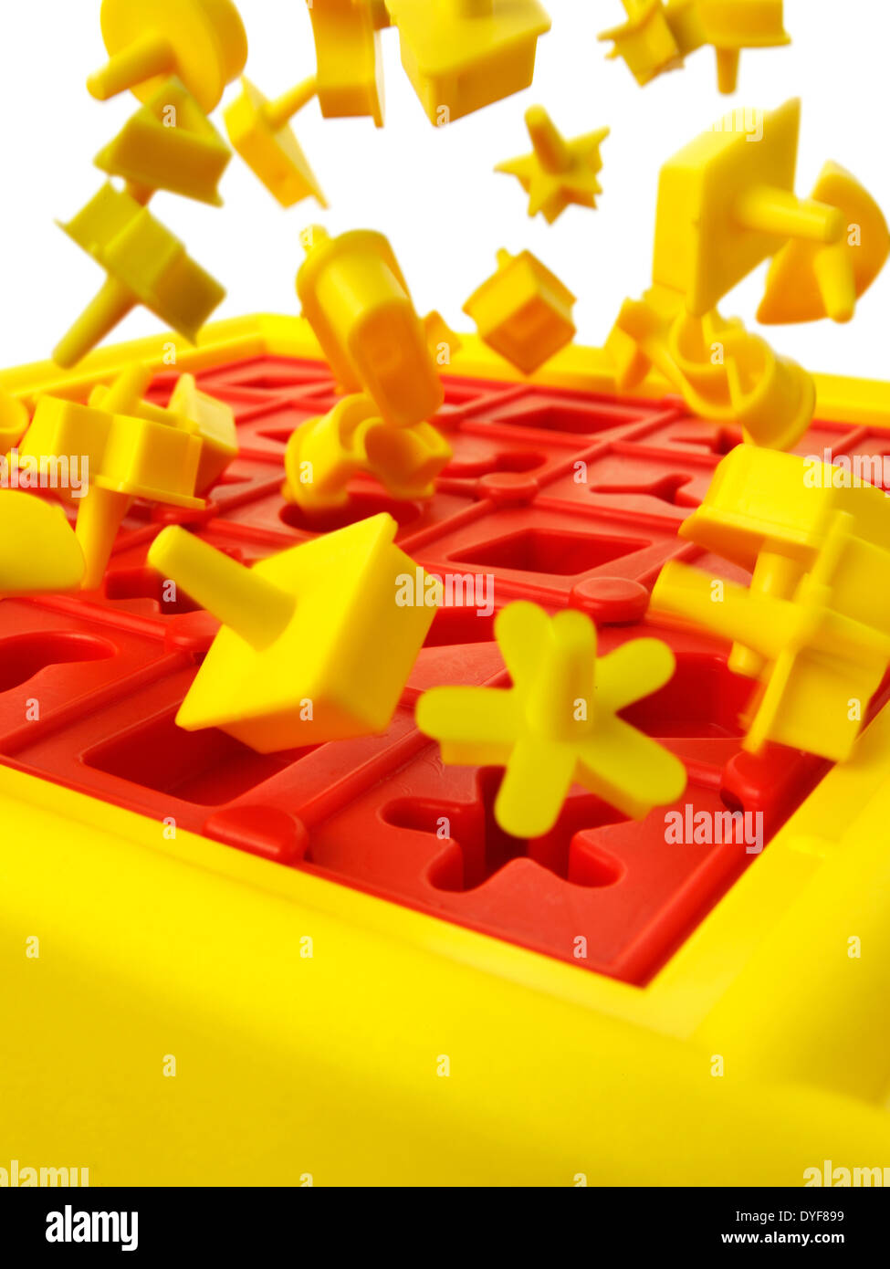 THE BOARD GAME PERFECTION, WITH PIECES FLYING IN THE AIR Stock Photo ...