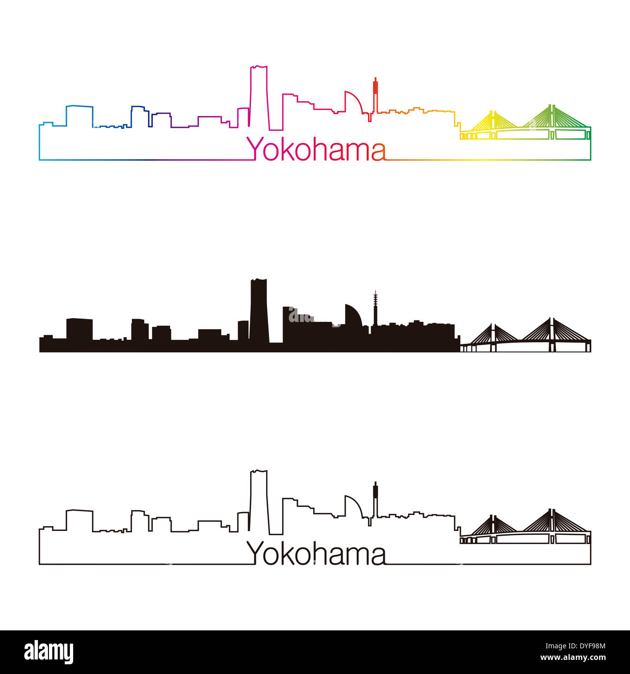 Yokohama skyline linear style Stock Photo - Alamy