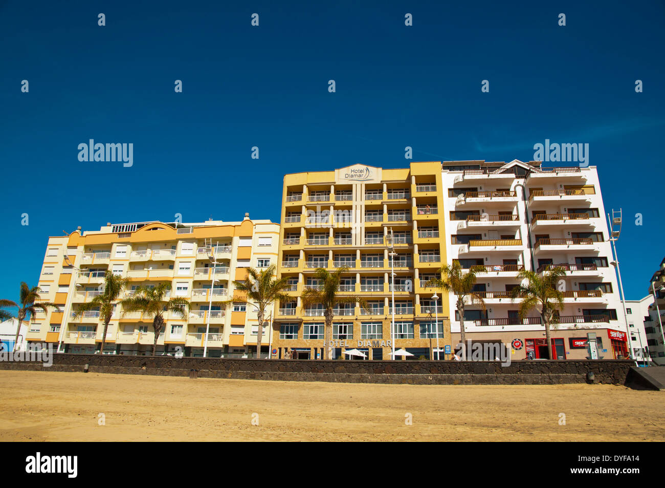 Hotel Diamar and other buildings in front of Playa del Reducto beach ...