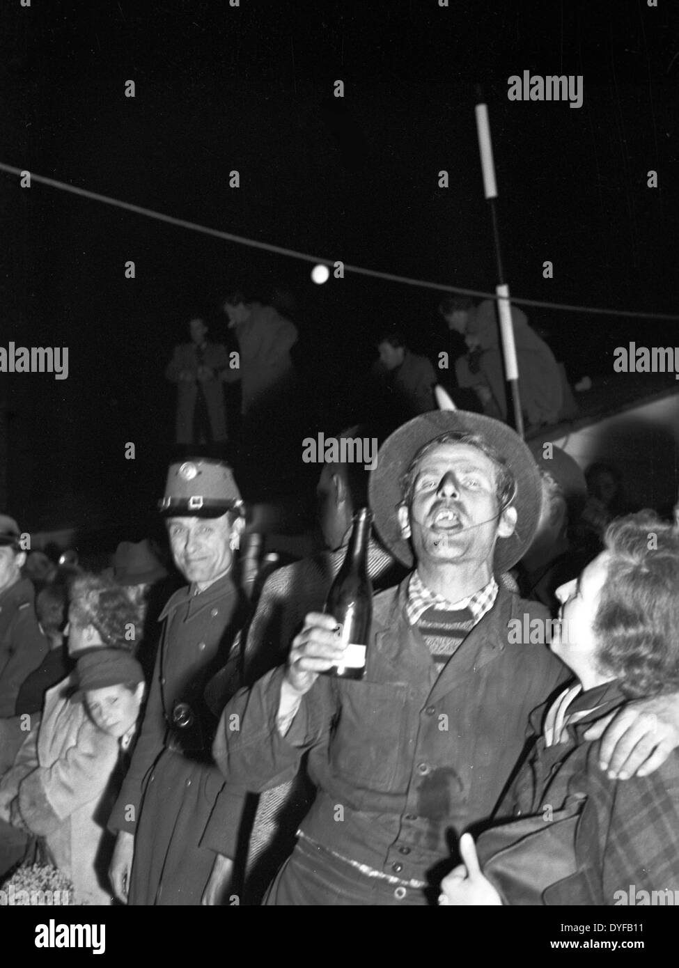 The end of the Berlin Blockade - People are celebrating in the night of ...