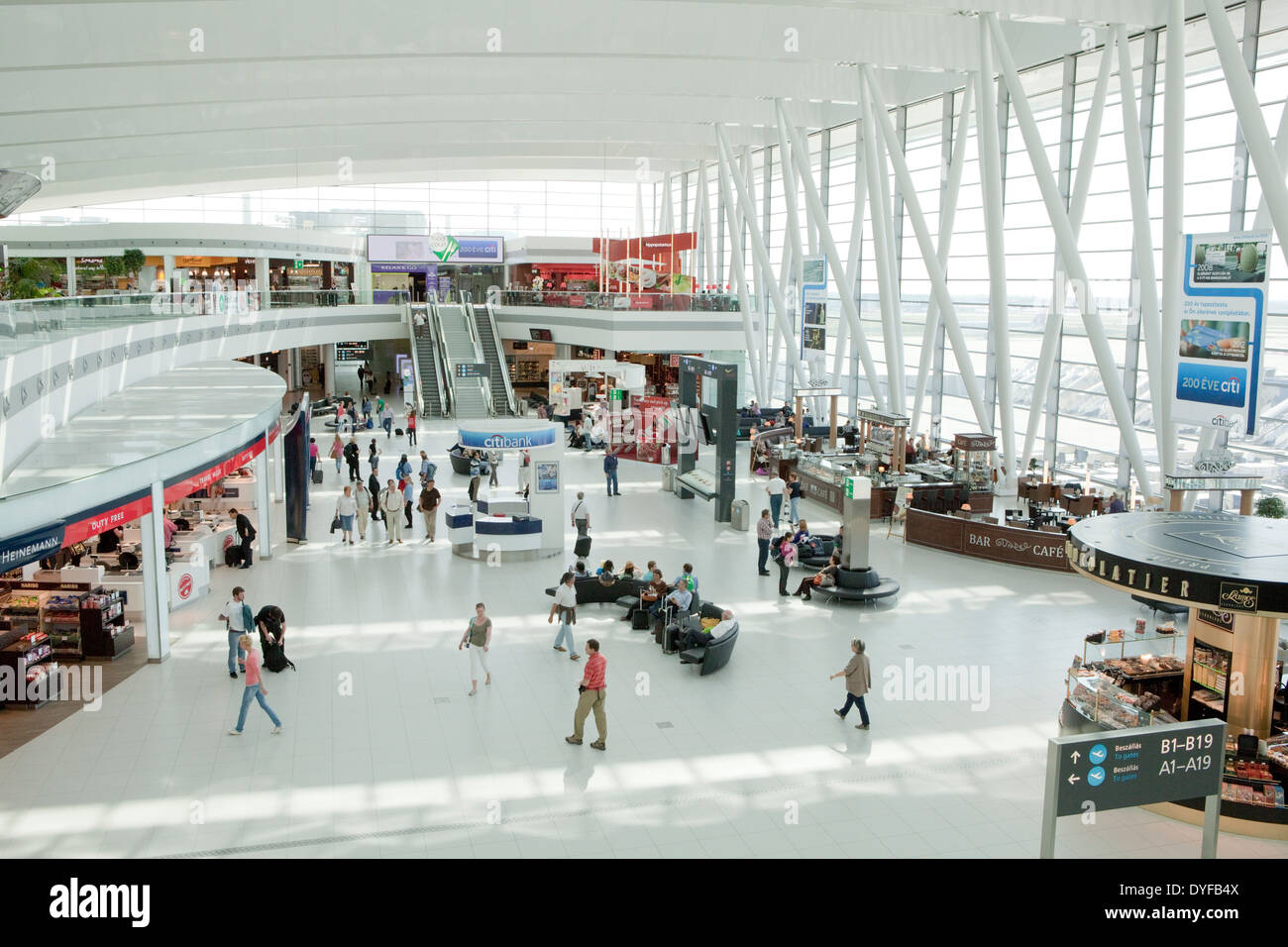 Departure lounge at Budapest International Airport, Hungary Stock Photo ...