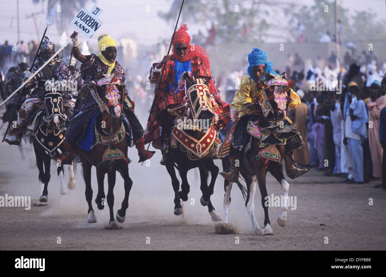 Durbar Fantasia festival. Traditional Husa homage to the Emir of Kano ...